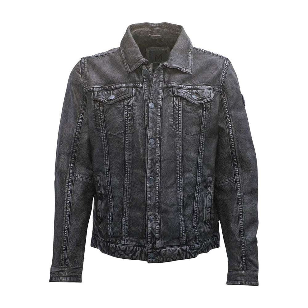 Mauritius Men's Genuine Leather Jacket- Jean Denim Inspired